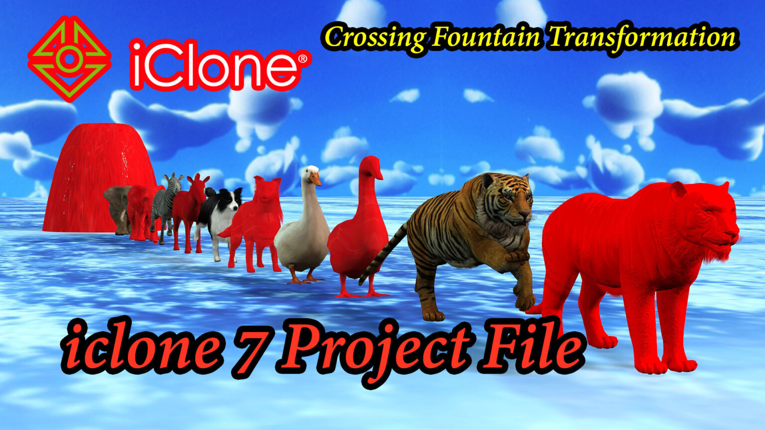 Crossing Fountain Transformation 3D Animation iclone 7 Project File ...