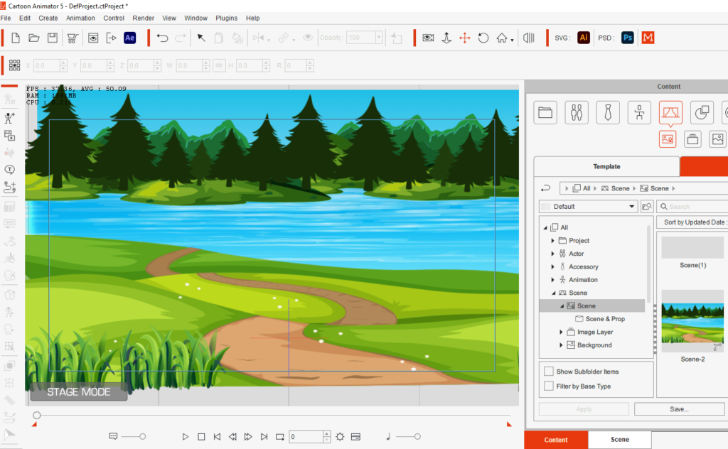 Cartoon Animator 5 SVG Landscape Nature Scene - Animation Easy
