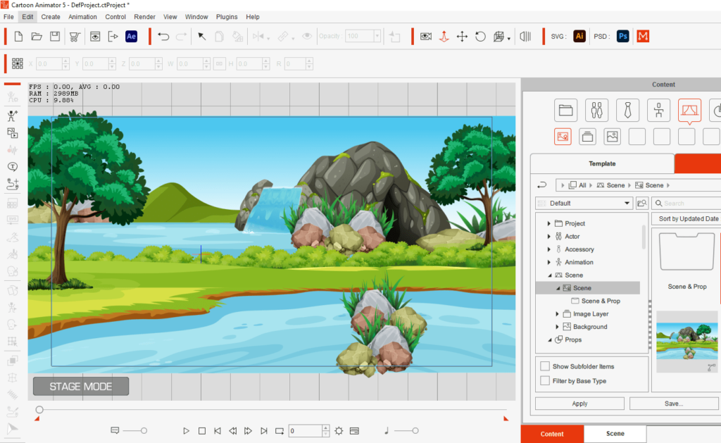 Cartoon Animator 5 SVG Landscape Nature Scene_1 - Animation Easy