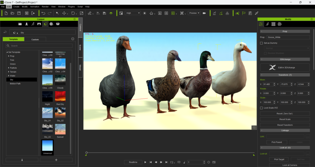 iClone 7/8 Ducks With Motion - Animation Easy